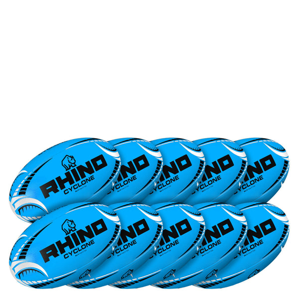 10pc Fluorescent Cyclone Practice Rugby Ball Bundle – High-Visibility ...