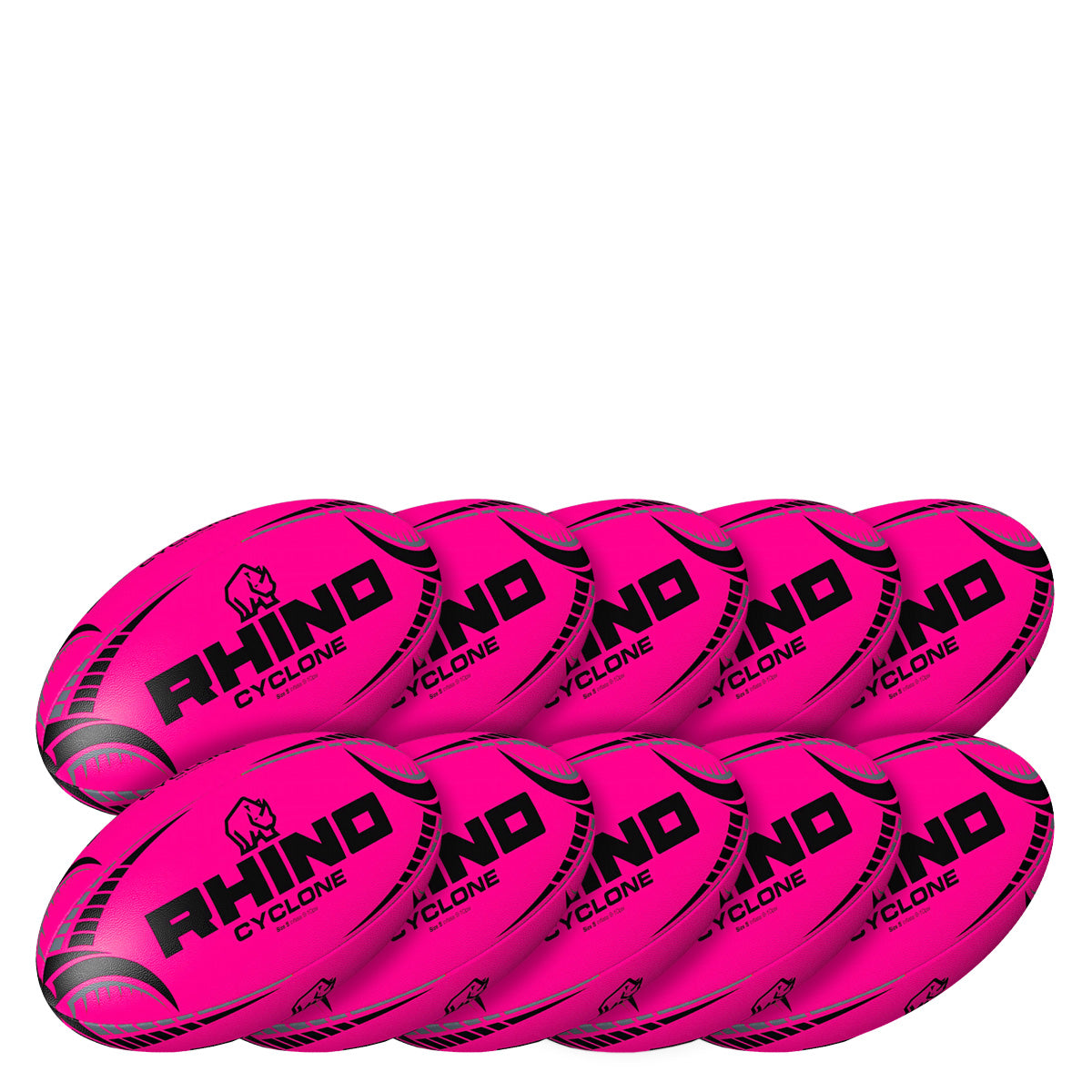 10pc Fluorescent Cyclone Practice Rugby Ball Bundle – High-Visibility ...