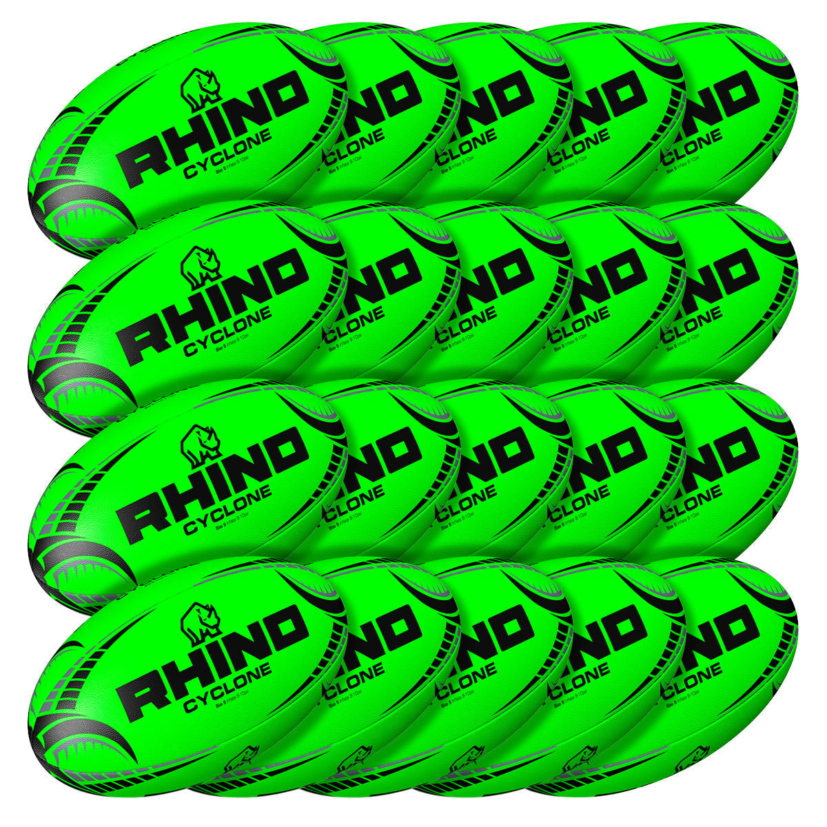 20pc Fluorescent Cyclone Practice Rugby Ball Bundle – High-Visibility ...